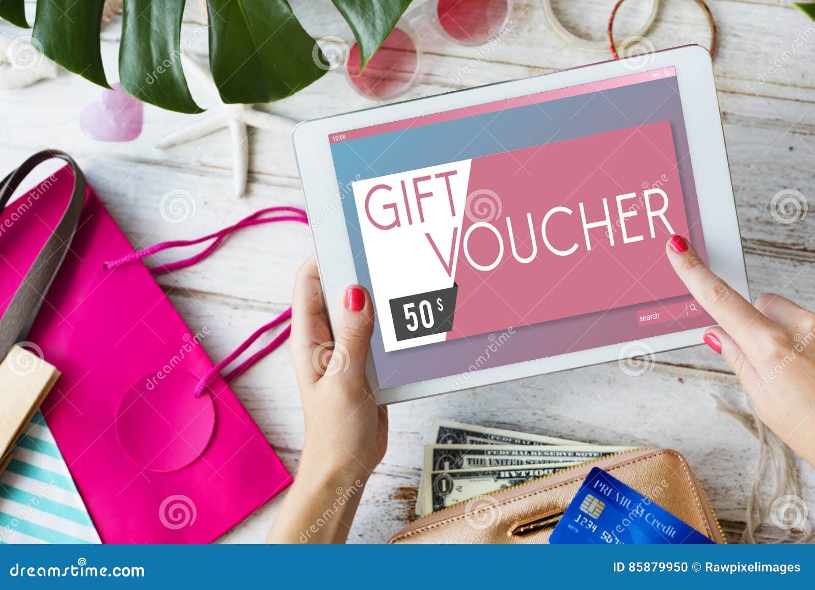 Gift Voucher Offer Coupon Concept Stock Photo - Image of offal, device ...