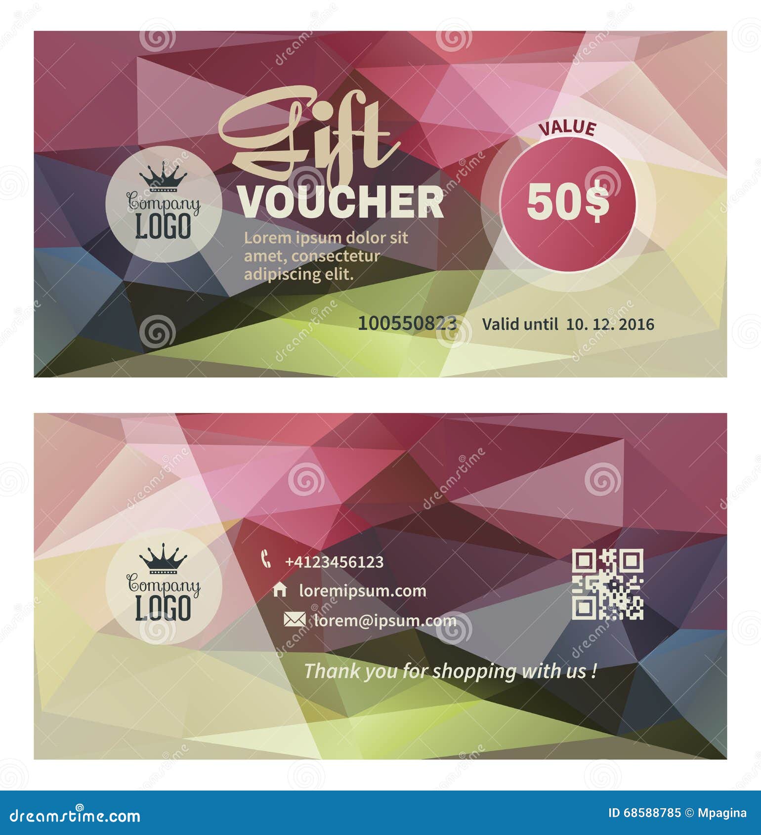 Gift voucher set stock vector. Illustration of advertising - 68588785