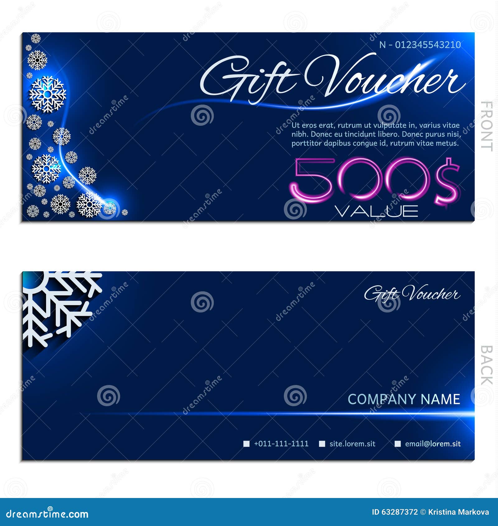 Gift Voucher Snowflake Blue Vector Coupon Present Stock Illustration ...