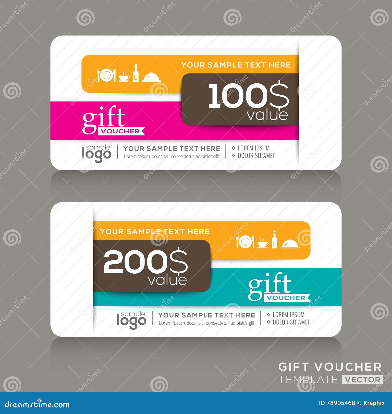 Gift Voucher Template with Abstract Colorful Modern Design Background ...