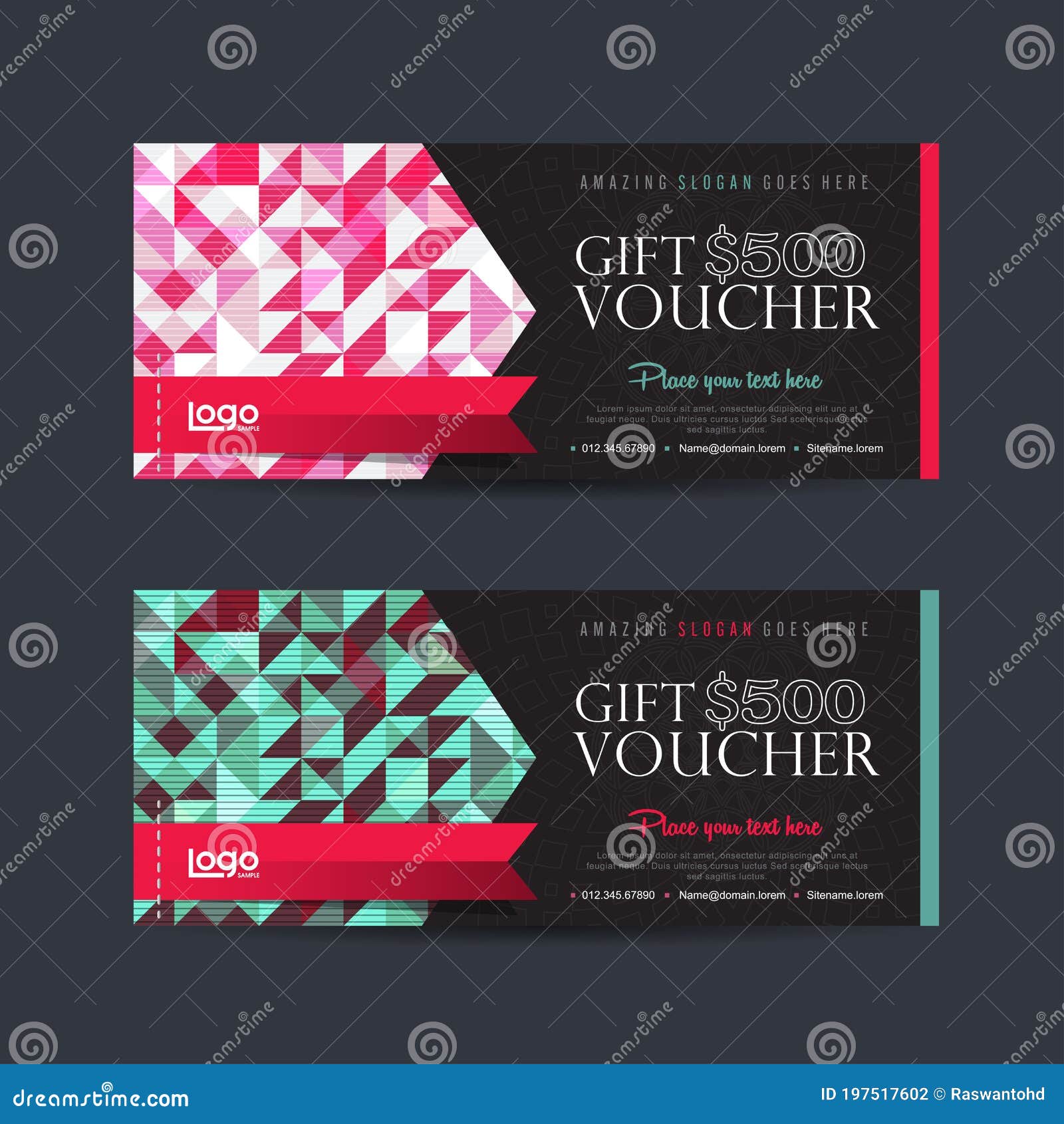 Gift Voucher Template with Abstract Shape Background Design Stock ...