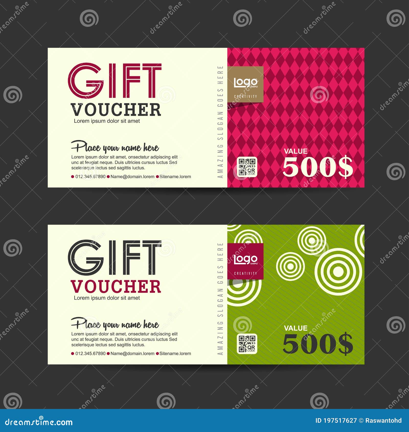 Gift Voucher Template with Abstract Shape Background Design Stock ...