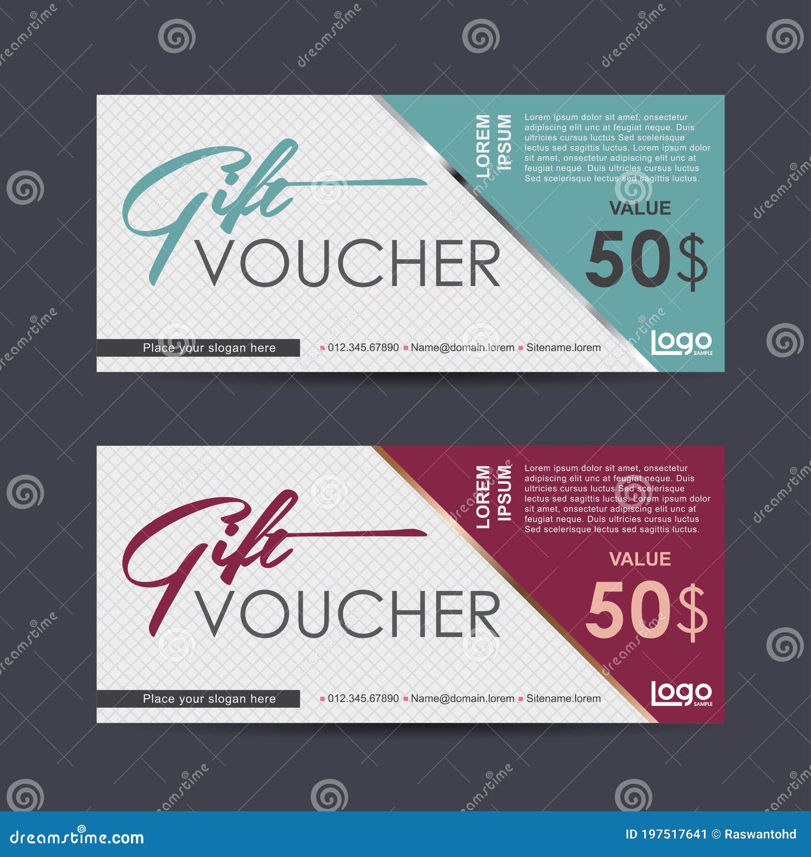 Gift Voucher Template with Abstract Shape Background Design Stock ...
