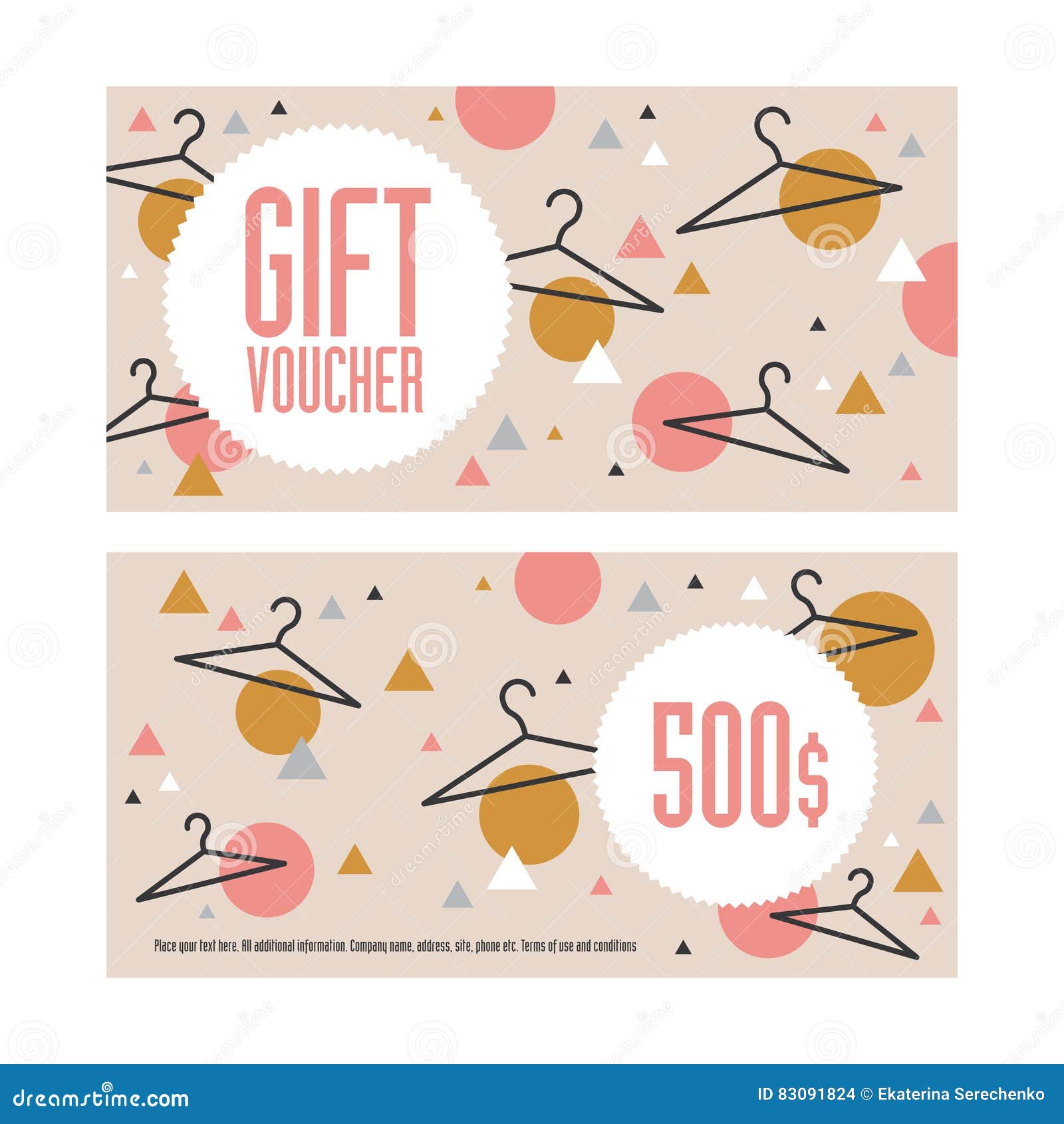 Gift Voucher Template. Both Sides Stock Vector - Illustration of ...