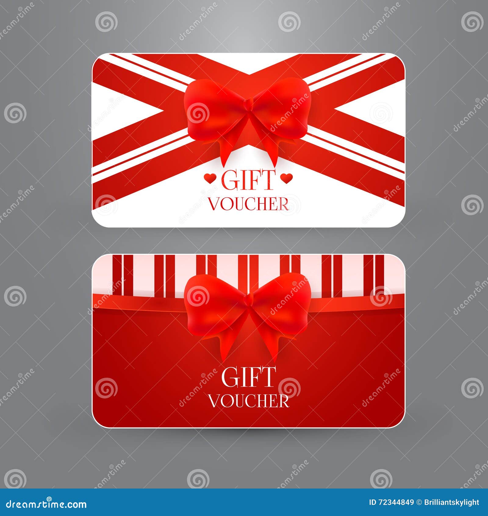 Gift Voucher Template with Bow Stock Vector - Illustration of monetary ...