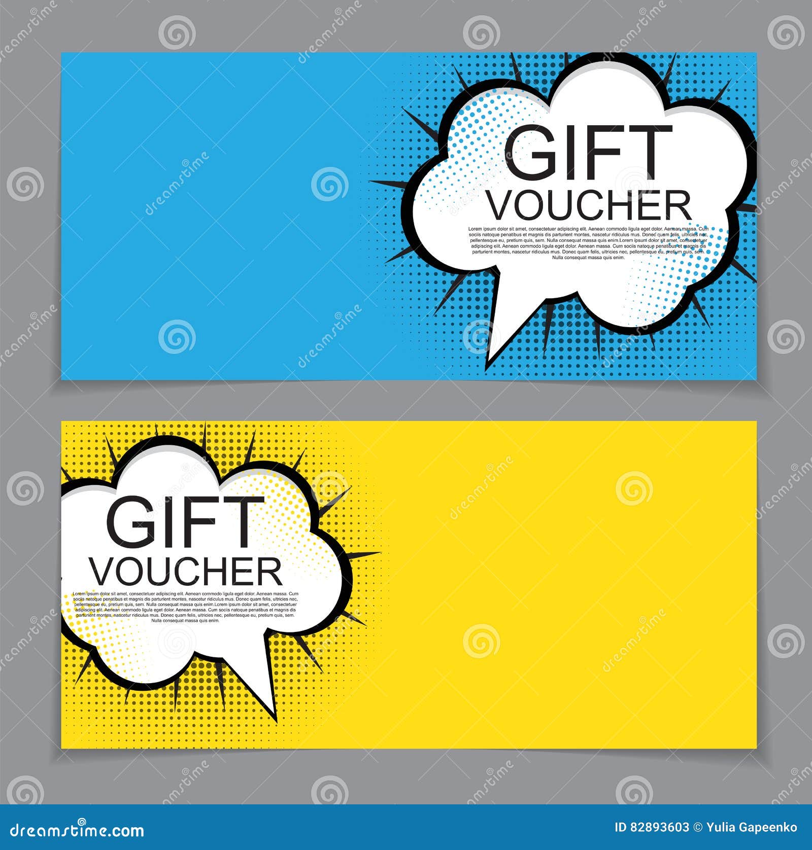 Gift Voucher Template with Cartoon Background. Discount Coupon Stock ...