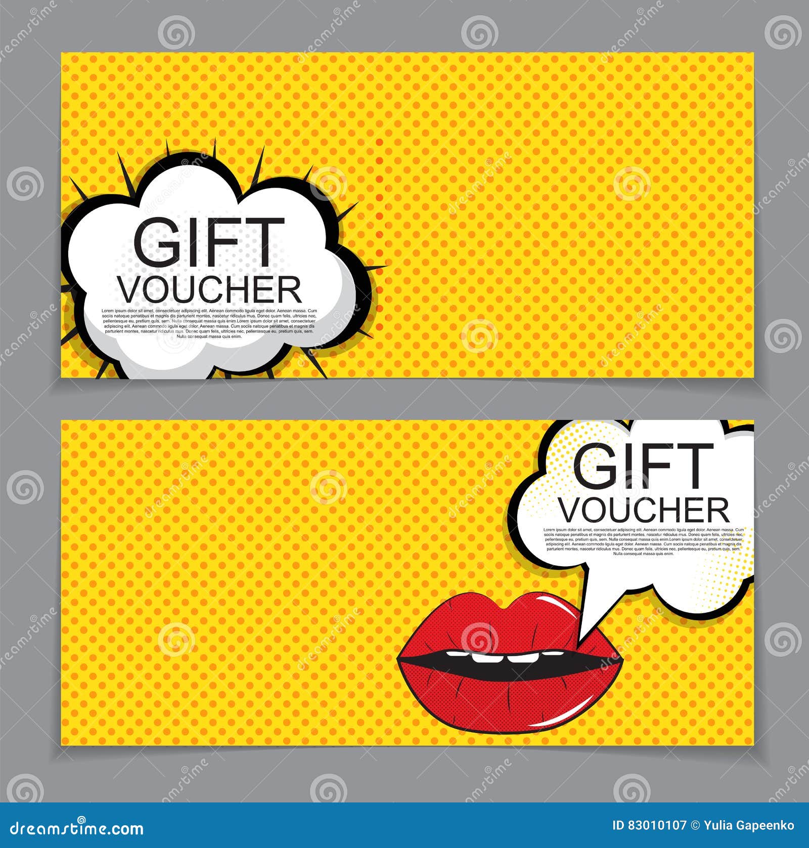 Gift Voucher Template with Cartoon Background. Discount Coupon Stock ...