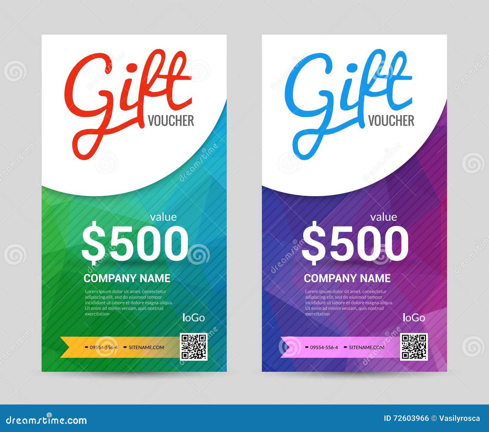 Gift Voucher Template with Colorful Triangle Backgroud, Certificate ...
