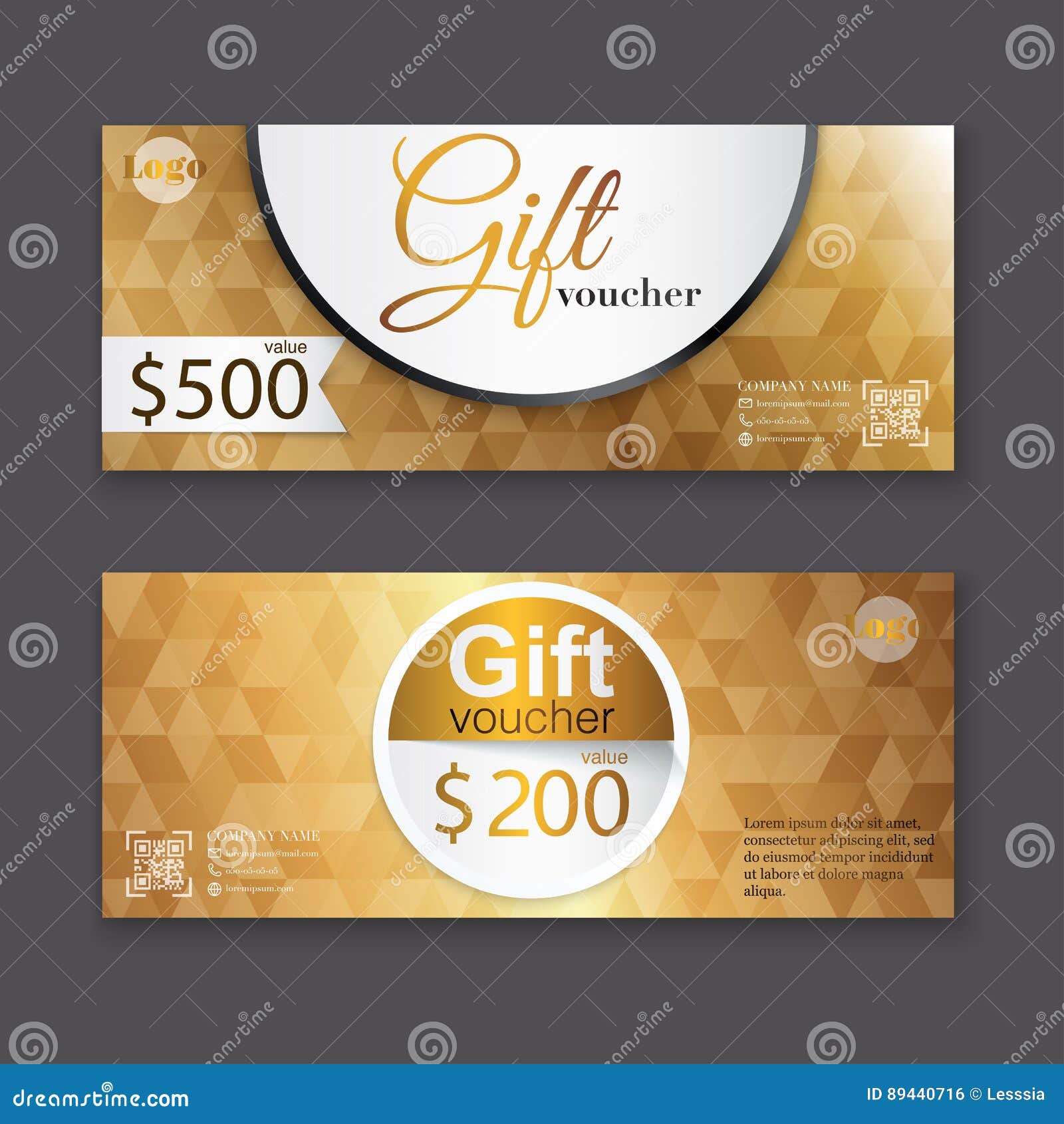 Gift Voucher Template with Gold Pattern, Certificate. Background Stock ...