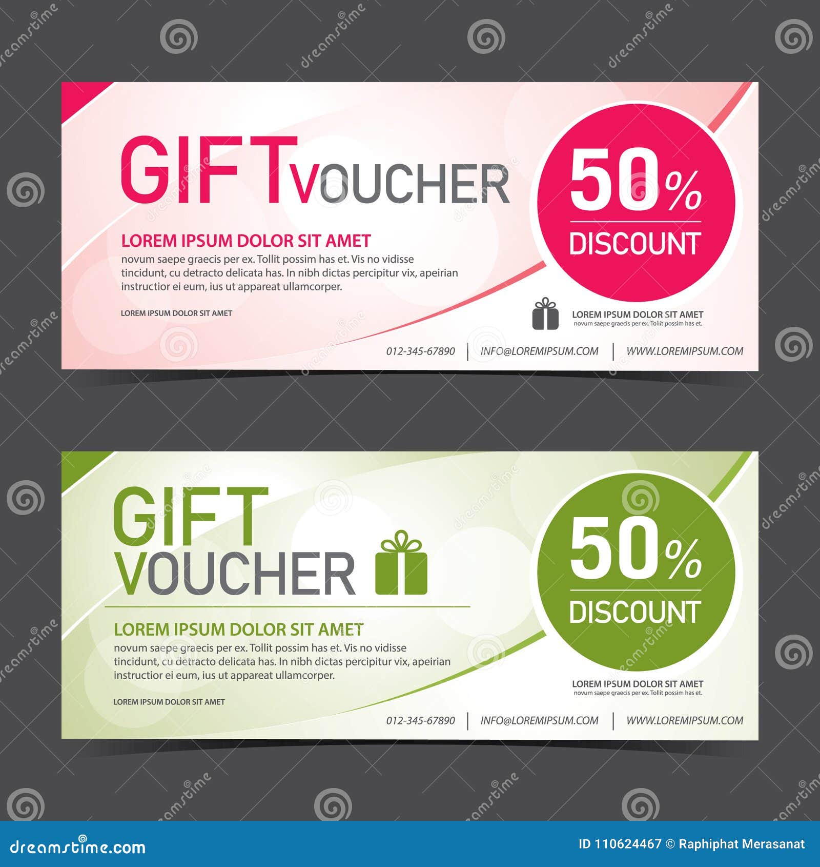 Gift Voucher Template Pink and Green Color Stock Vector - Illustration ...