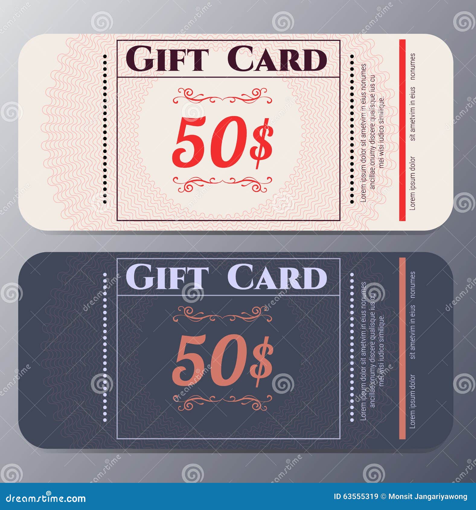 Gift Voucher Template with Vintage Pattern Stock Vector - Illustration ...