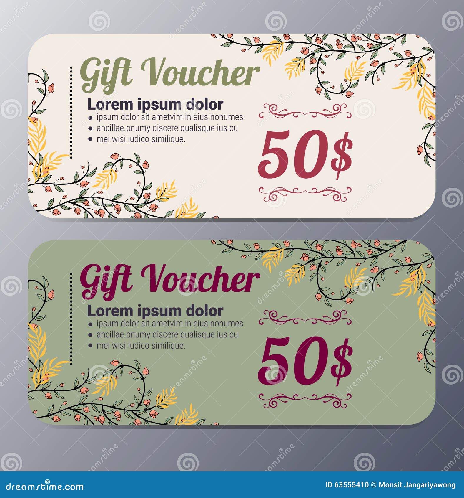 Gift Voucher Template with Vintage Pattern Stock Vector - Illustration ...