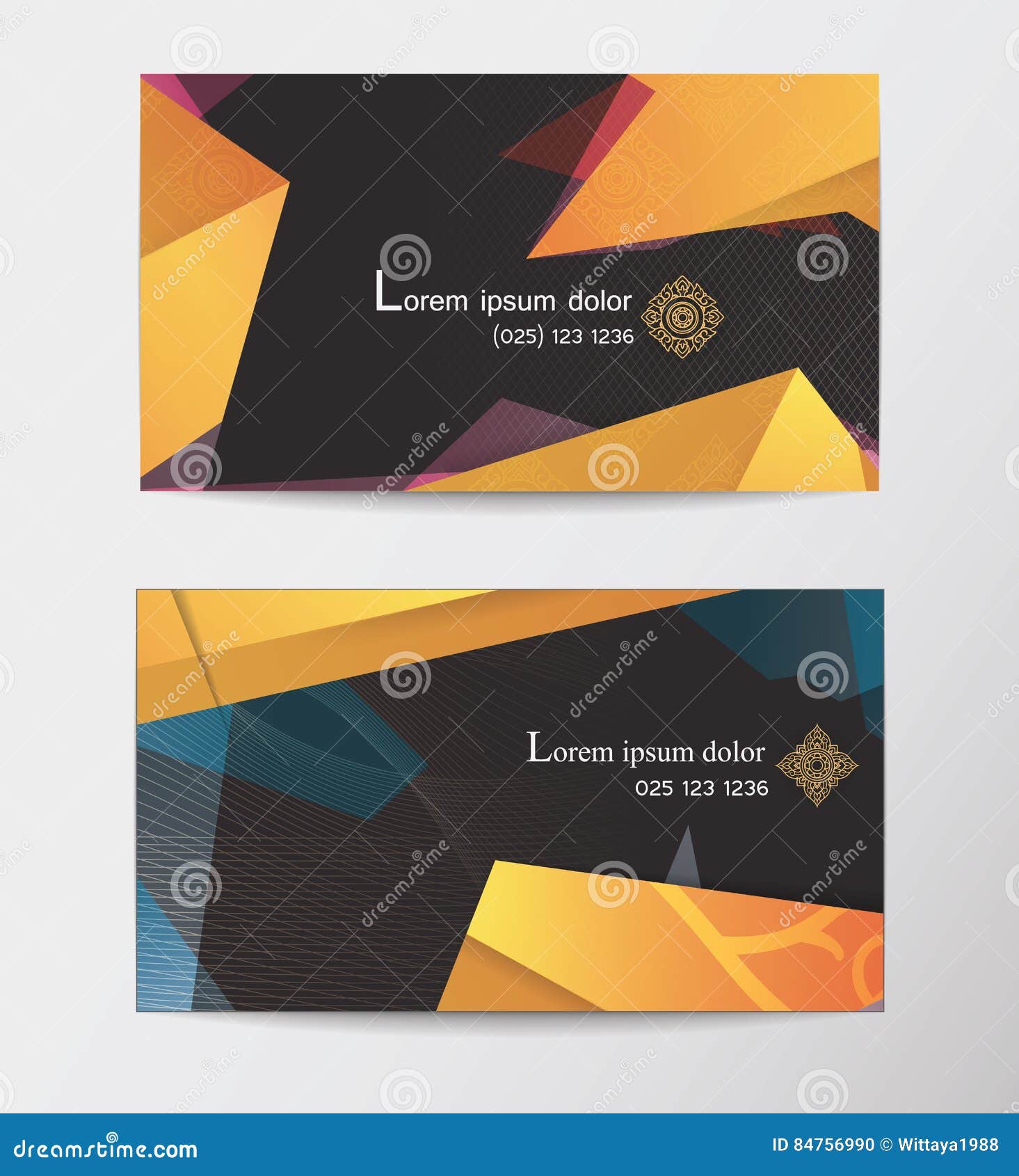 Gift Voucher Two Cards Pattern Thai Business Card Stock Vector ...