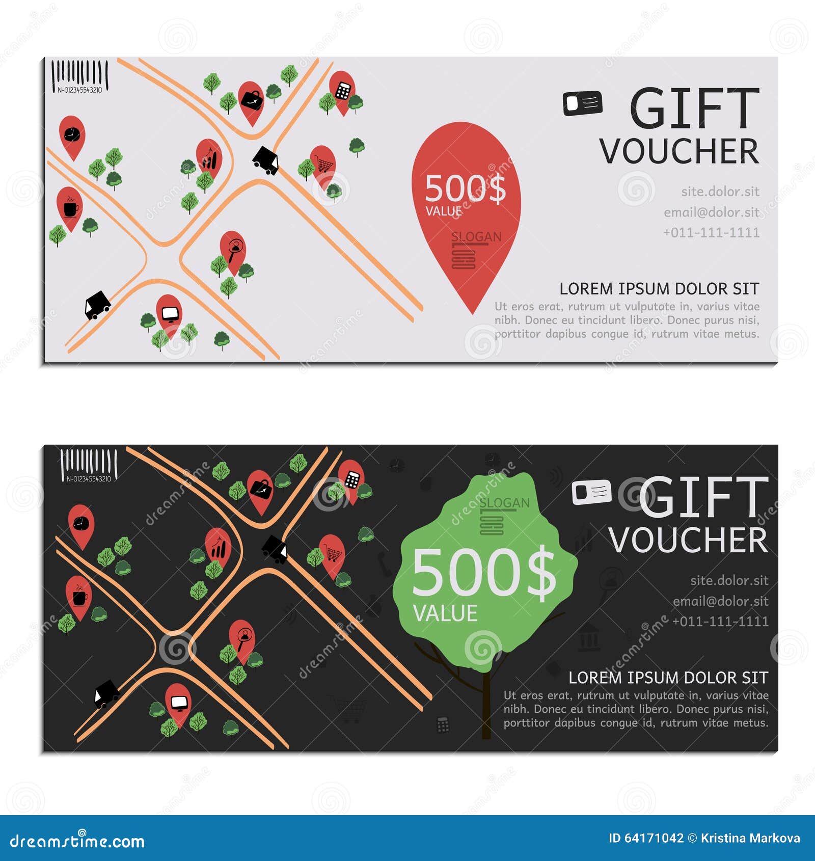 Gift Voucher Vector Coupon Map Stock Vector - Illustration of gift ...