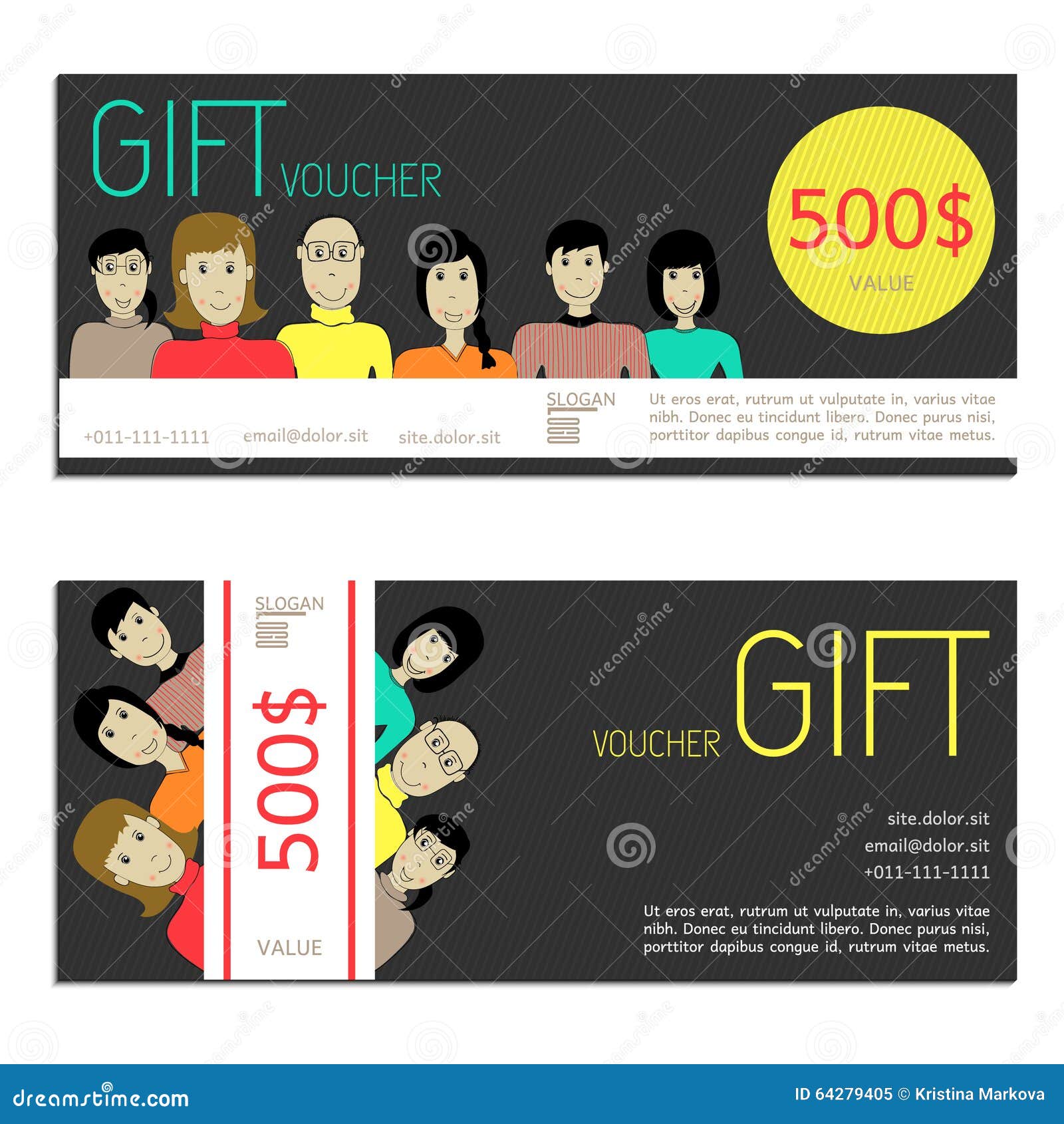 Gift Voucher Vector Coupon People Stock Vector - Illustration of vector ...