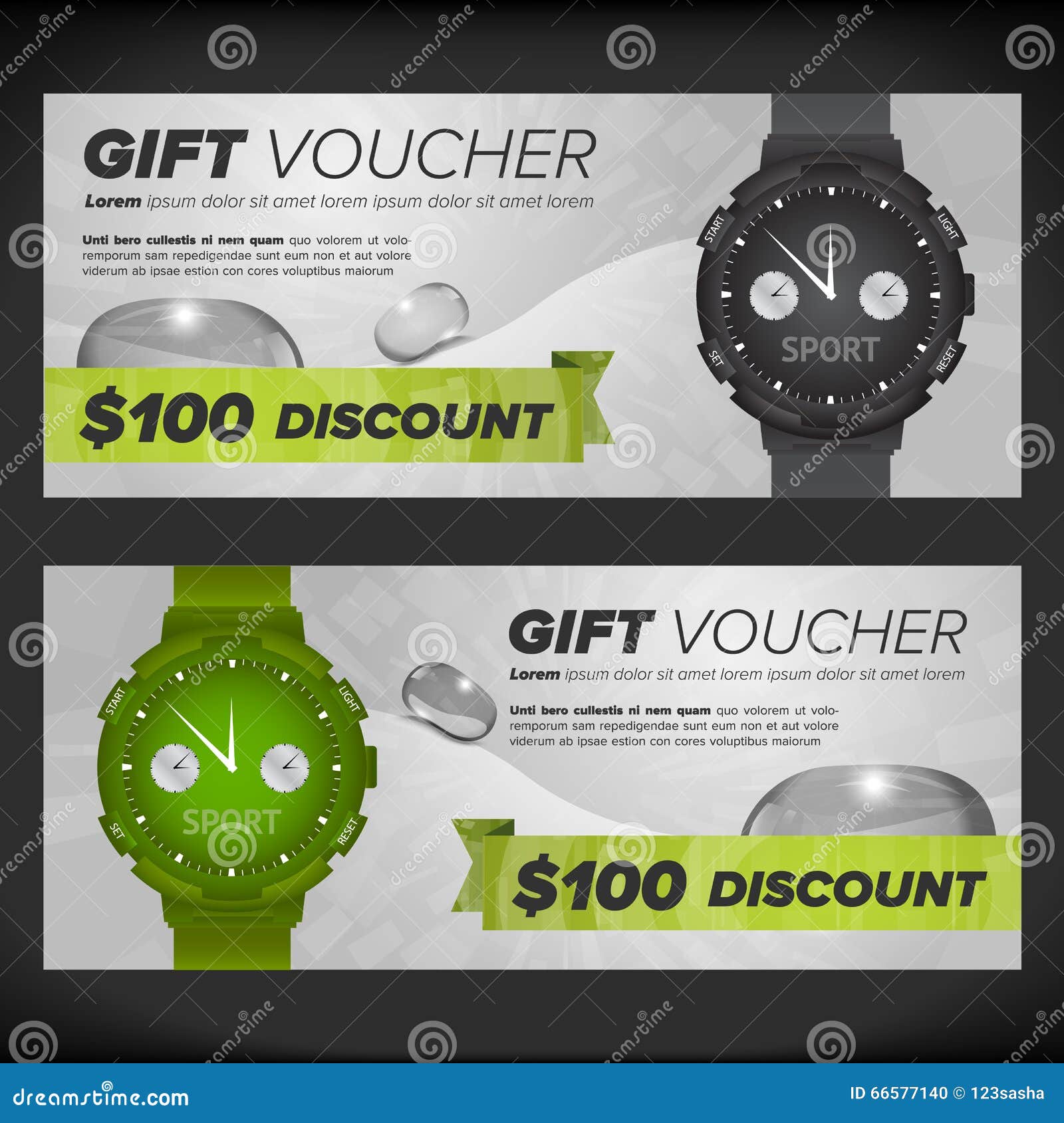 Gift voucher with watches stock vector. Illustration of discounts ...