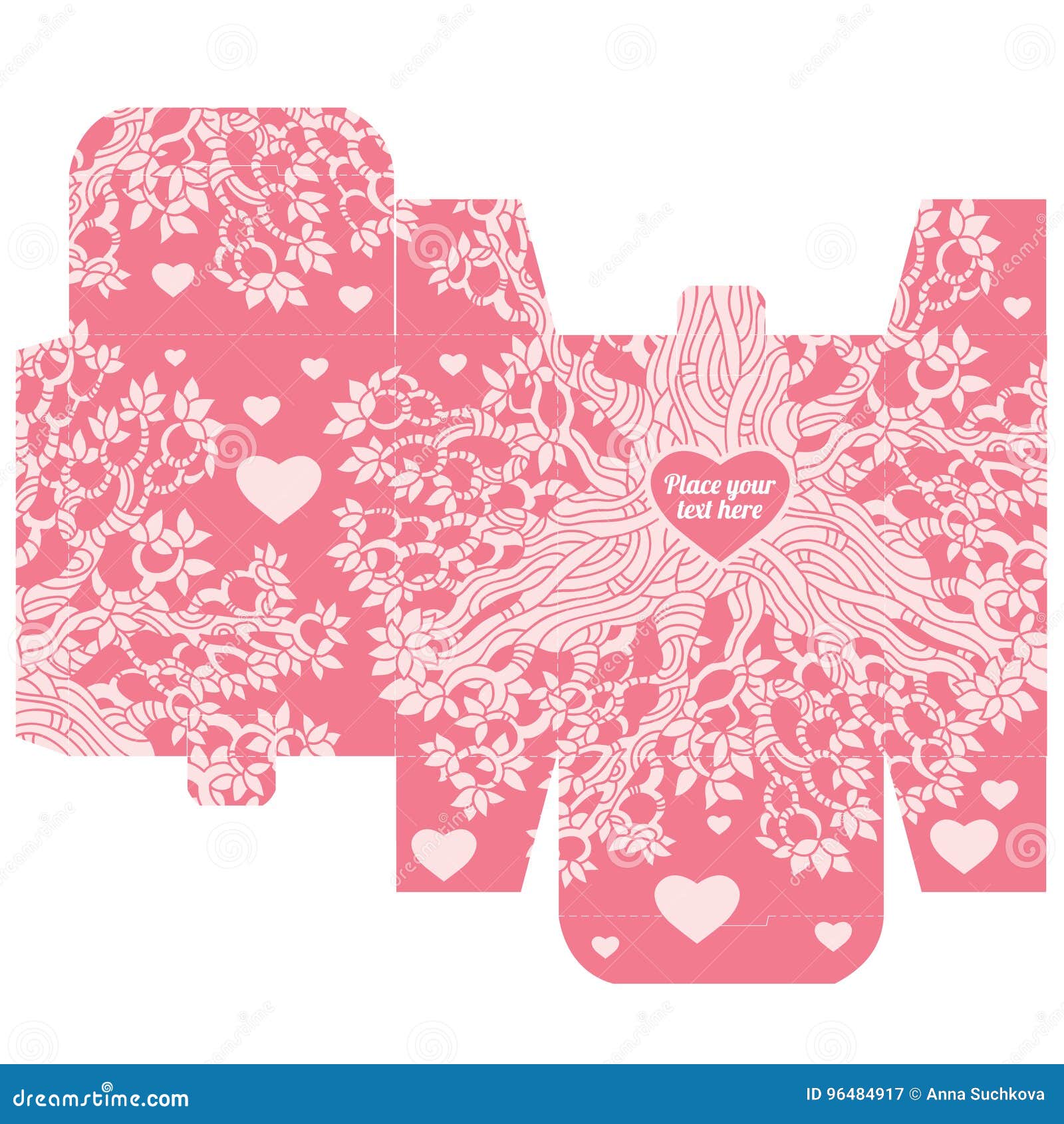 Gift Wedding Favor Box Template with Love Pattern Stock Vector ...