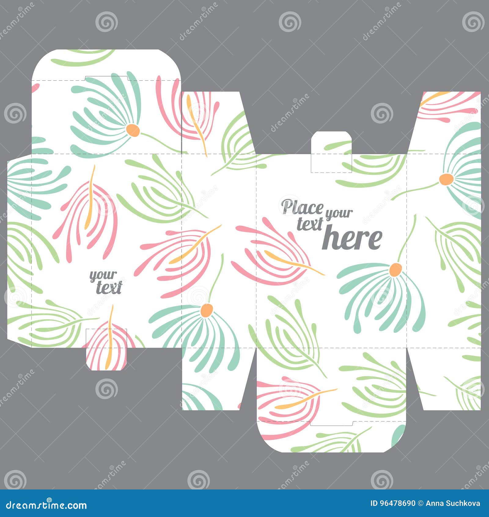 Gift Wedding Favor Box Template With Sweet Pattern Cartoon Vector ...