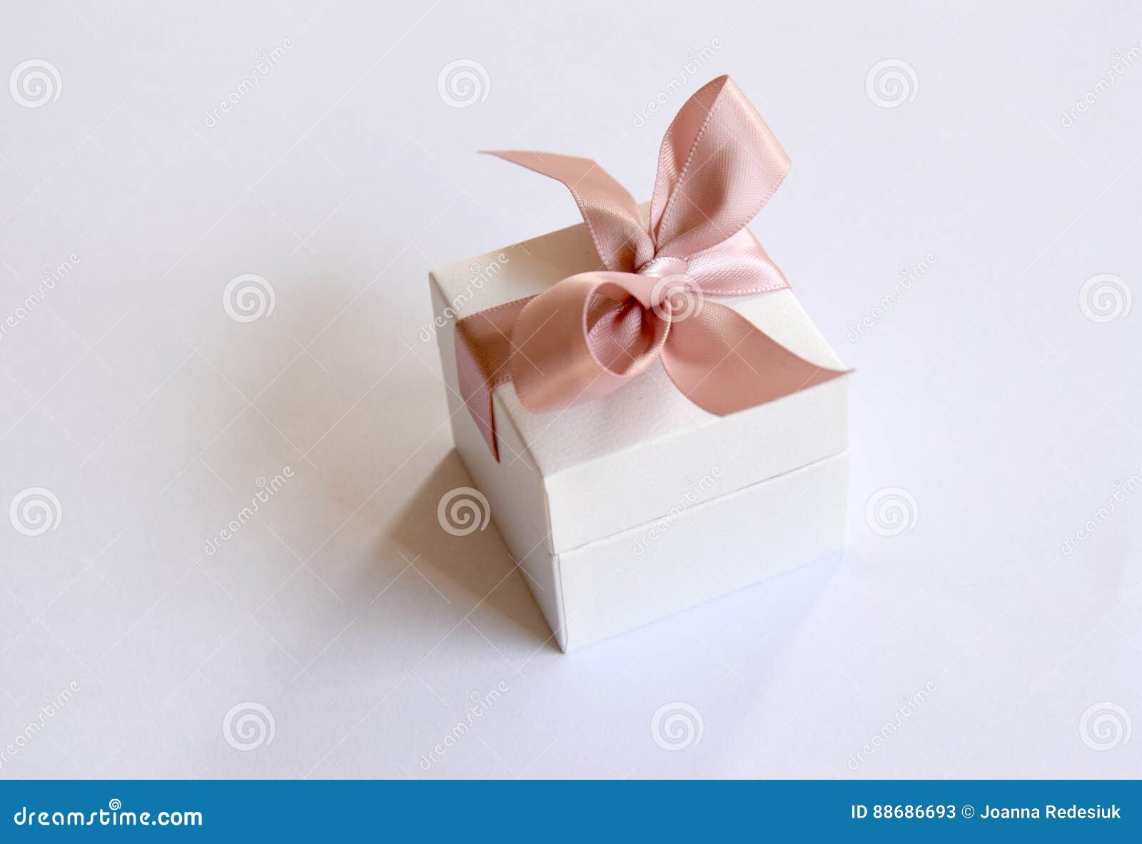 A Gift in a White Box with a Pink Bow Stock Image - Image of ribbon ...