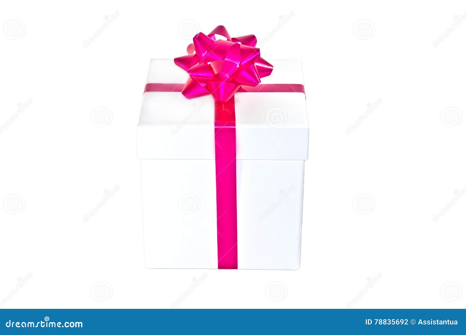Gift White Box with Pink Ribbon and Pink Bow Stock Photo - Image of ...