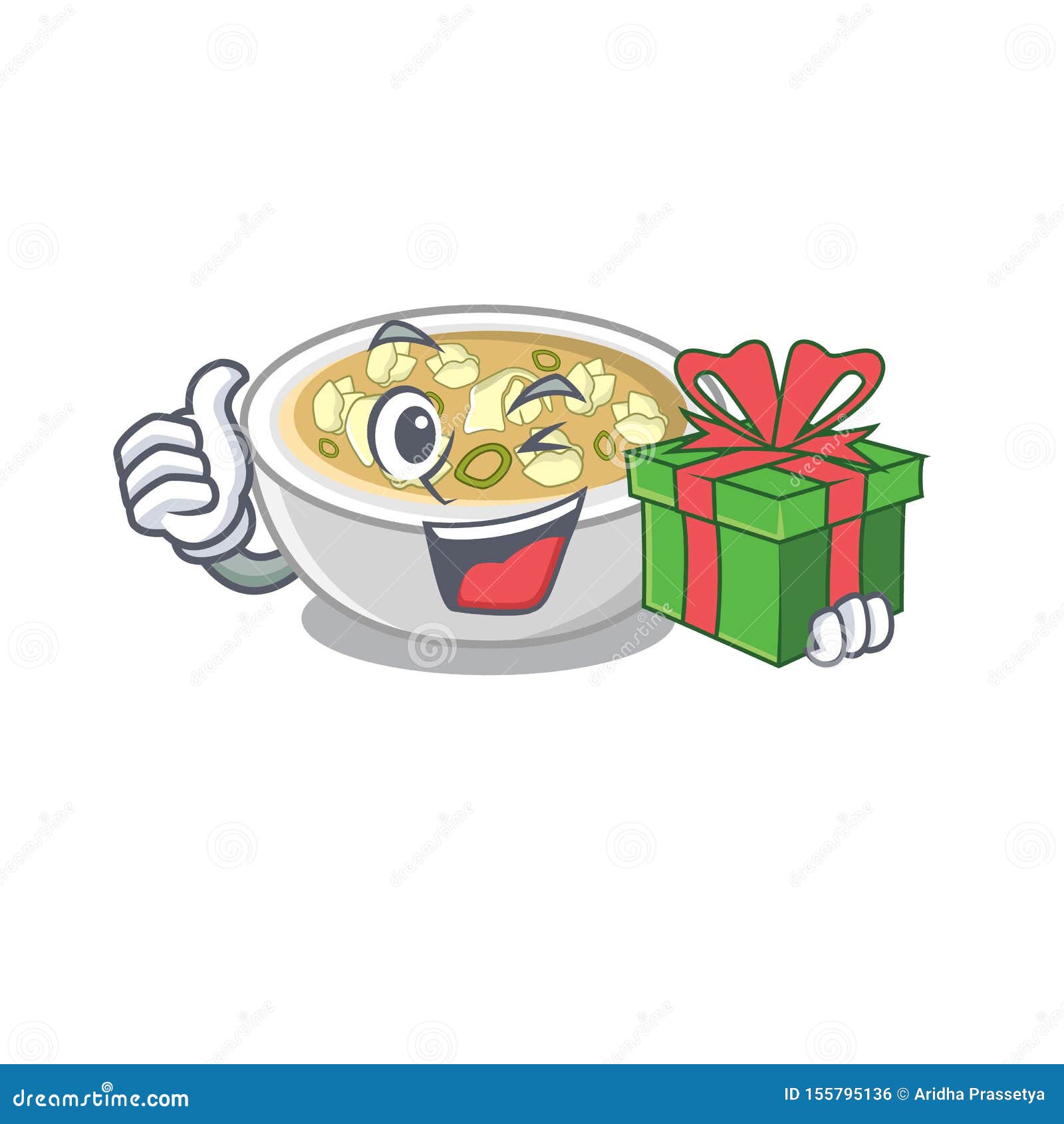 With Gift Wonton Soup in a Cartoon Bowl Stock Vector - Illustration of ...