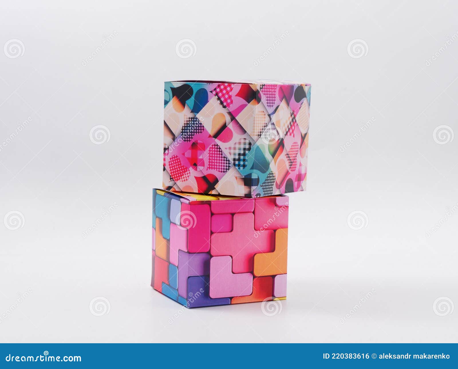 Gift Wrap Colored Cubes on a White Background Stock Photo - Image of ...