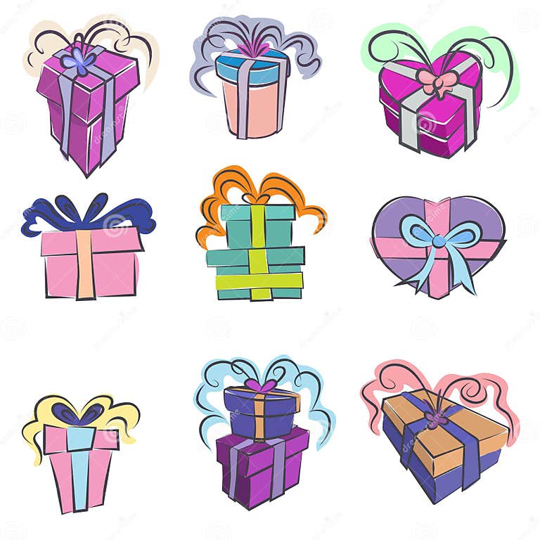 Gift wrapped icon set stock vector. Illustration of icon - 11135458
