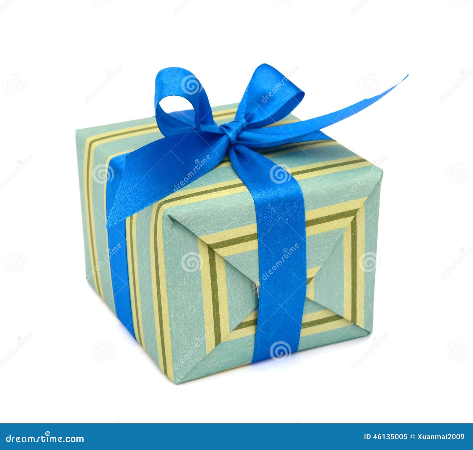 Gift wrapped present box stock image. Image of give, blue - 46135005