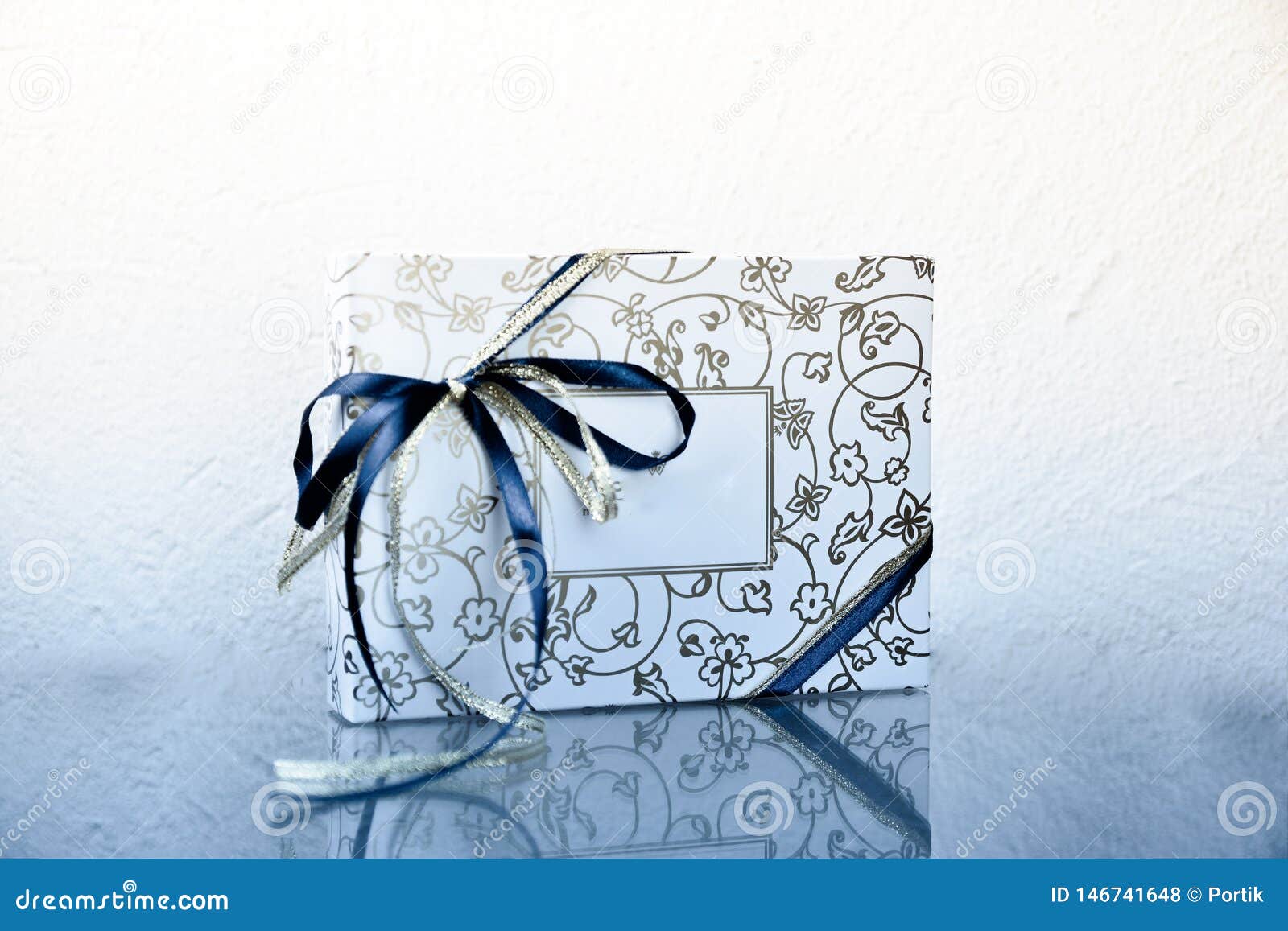 Gift Wrapping with Blue Ribbons on White Background Stock Photo - Image ...