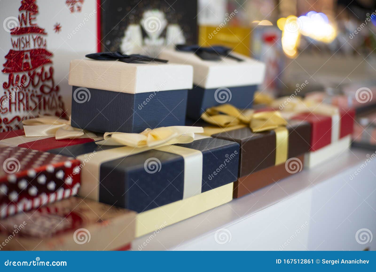 Gift Wrapping Boxes are on the Table 1 Stock Image - Image of handmade ...