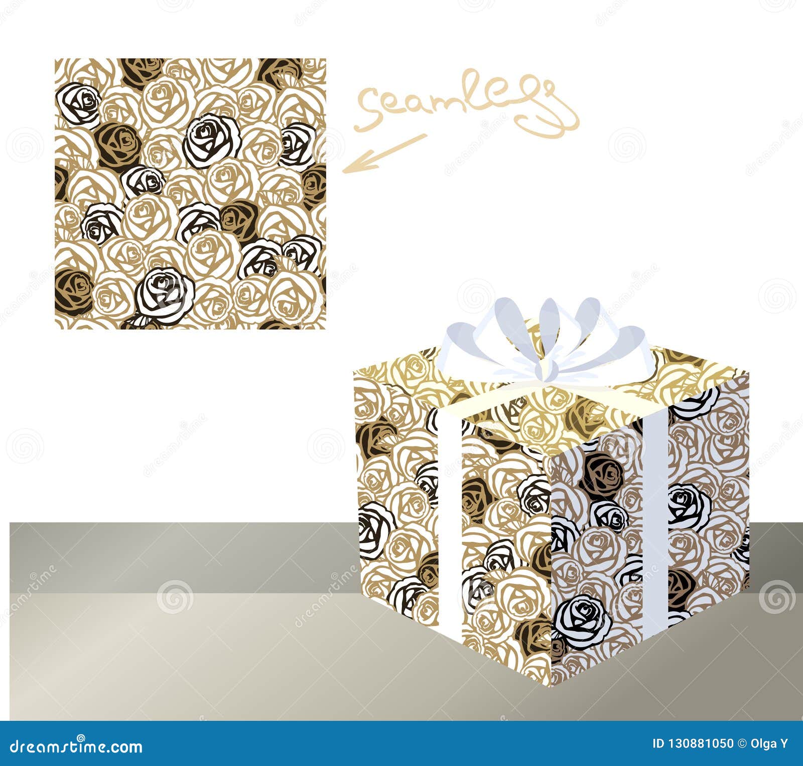 Gift Wrapping Design and Sample Texture Fill Pattern. Isometric Box ...