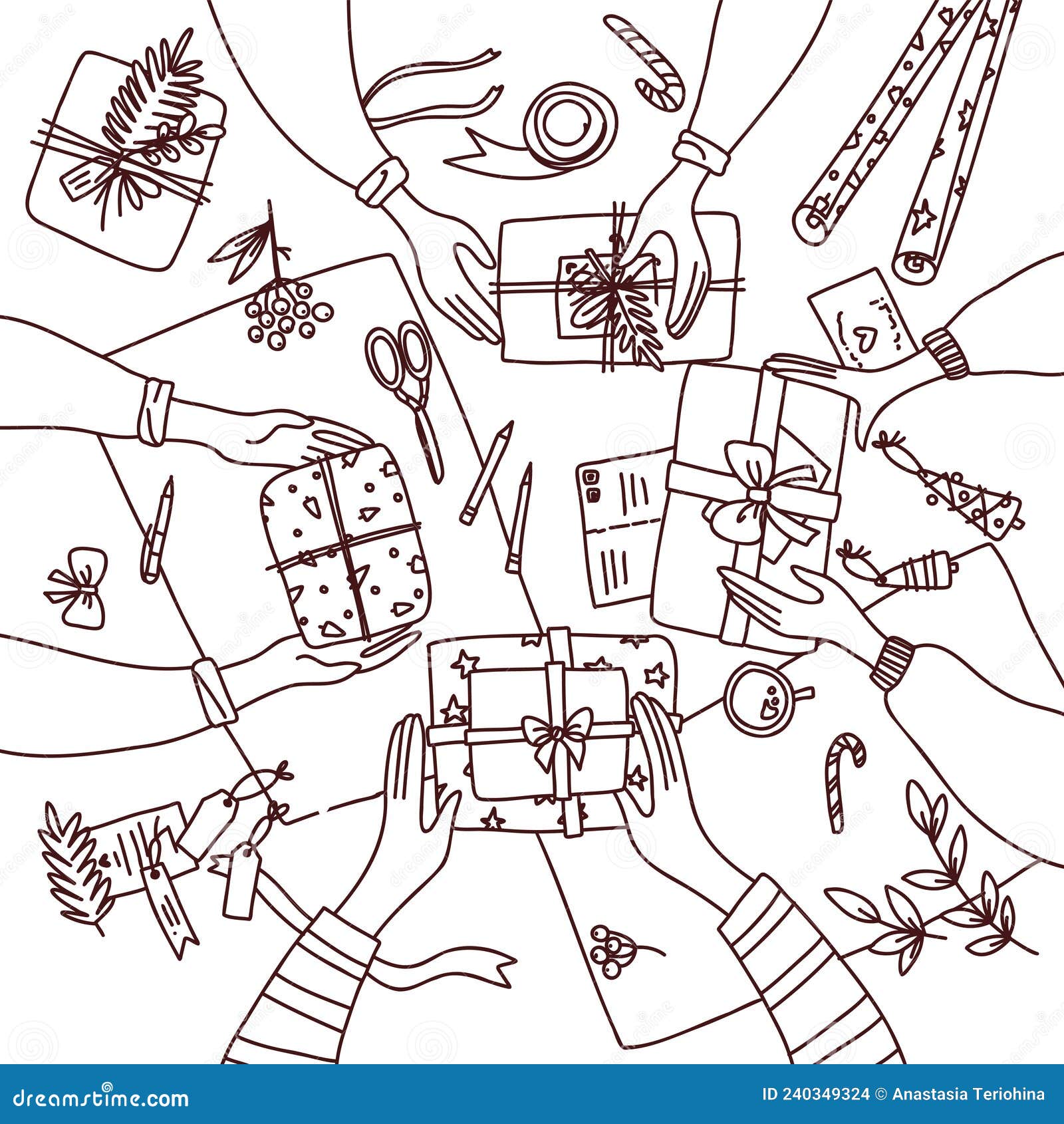 Gift Wrapping Process Vector Illustration Stock Vector - Illustration ...