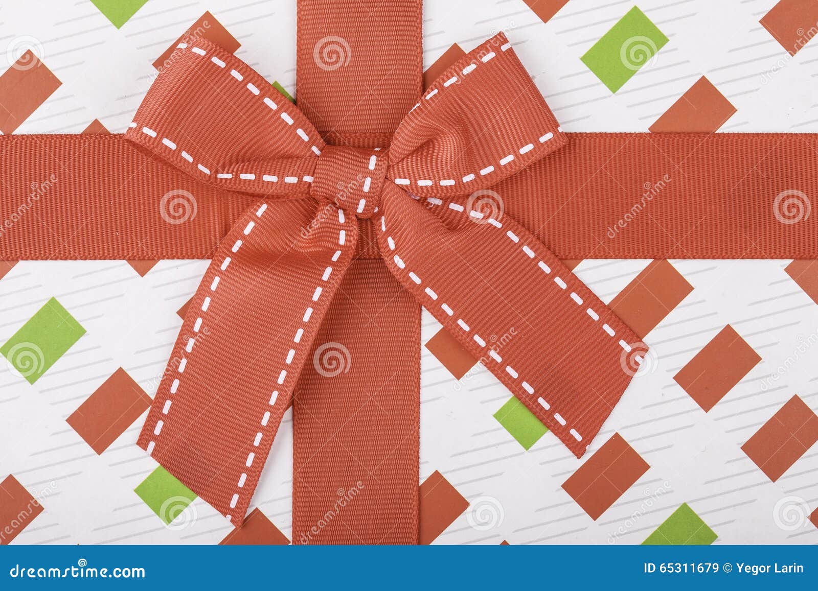 Gift Wrapping with a Red Bow Stock Image - Image of striped, design ...
