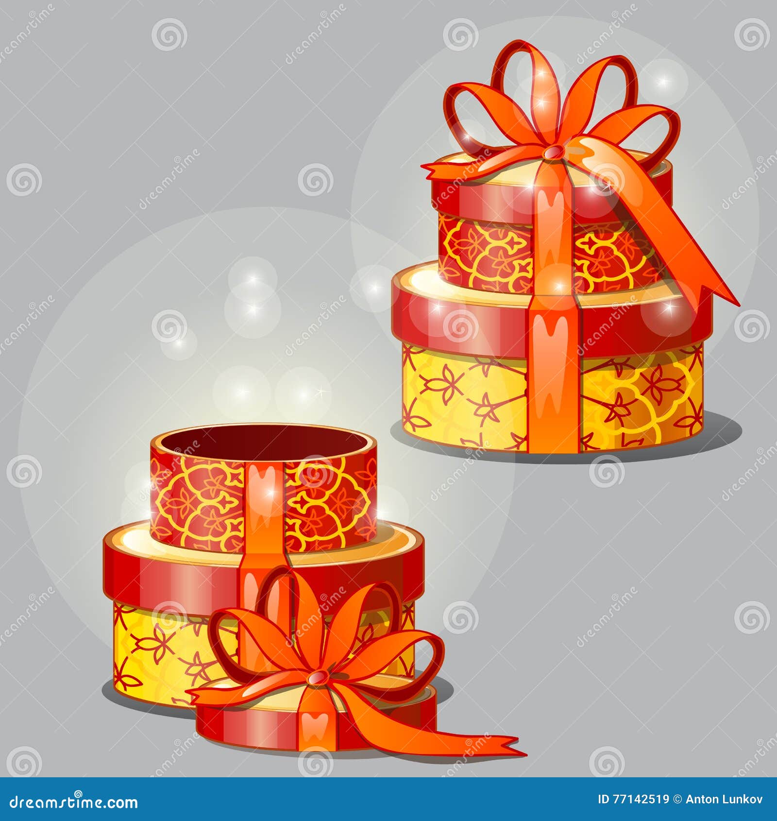 Gift Yellow-red Box, Open and Closed Stock Vector - Illustration of ...