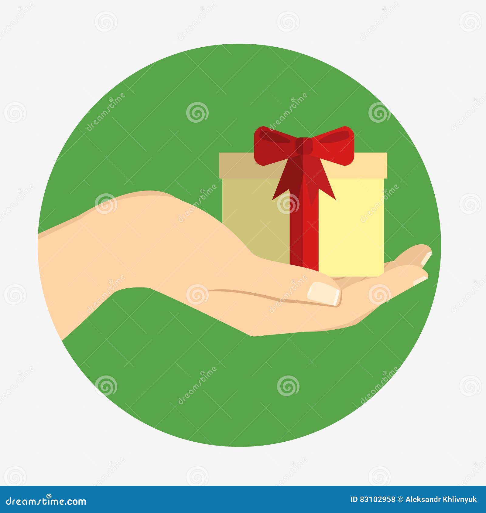 Giftbox present on hand stock illustration. Illustration of happy ...