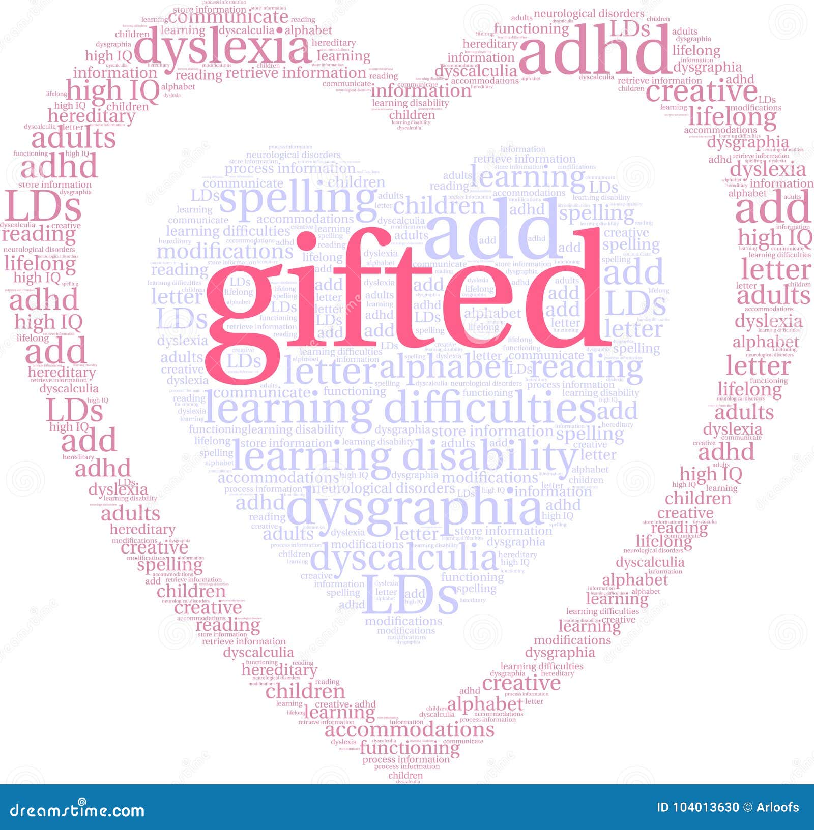 Gifted Word Cloud stock illustration. Illustration of dyscalculia ...