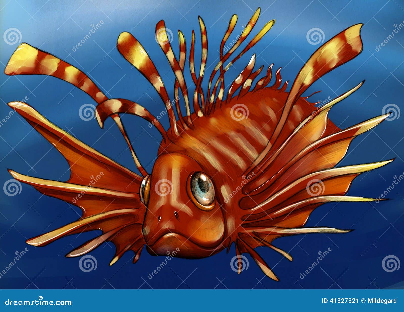 Giftig fisk i djupt vatten stock illustrationer. Illustration av djupt ...