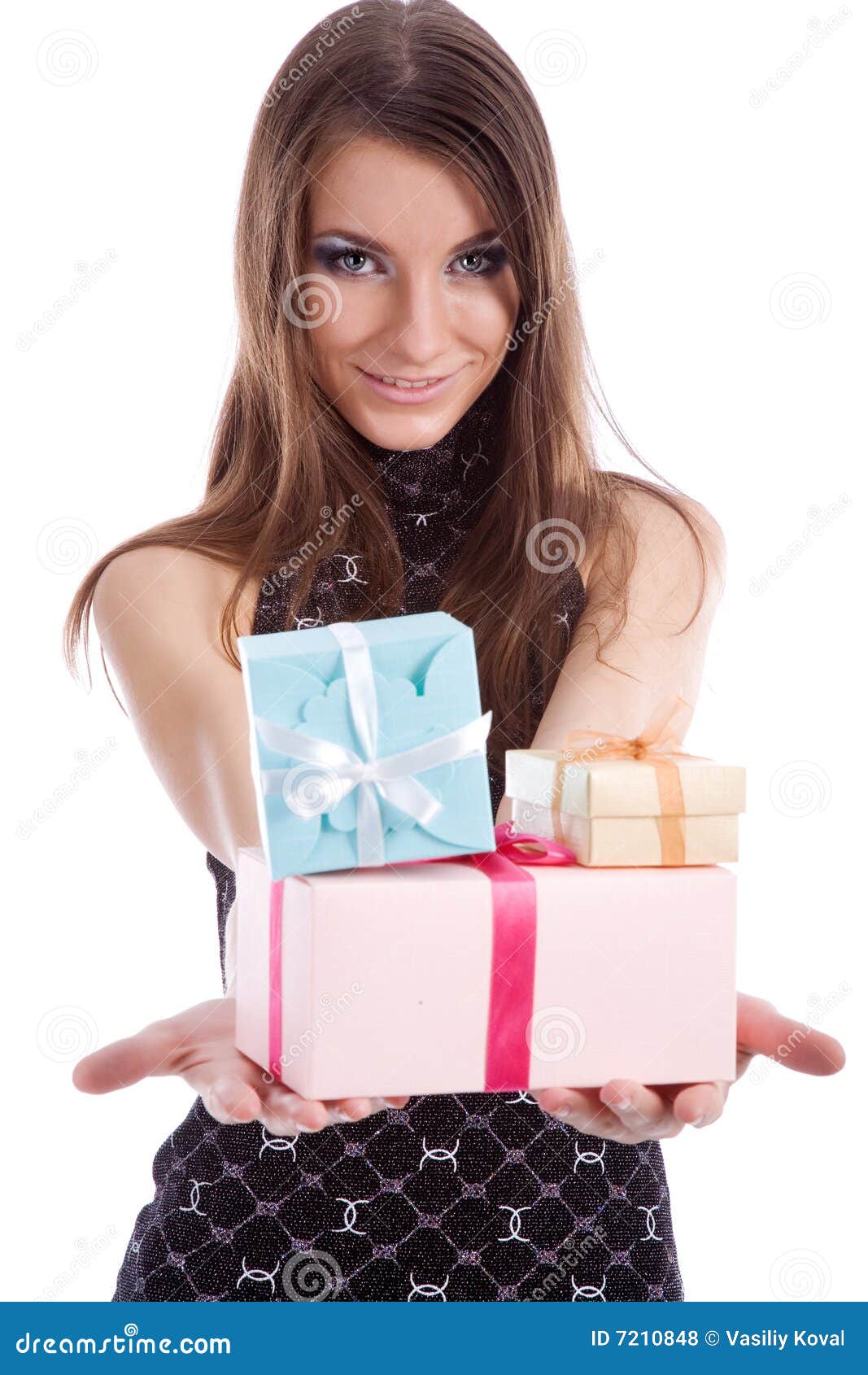 Gifts stock photo. Image of model, extend, gift, makeup - 7210848