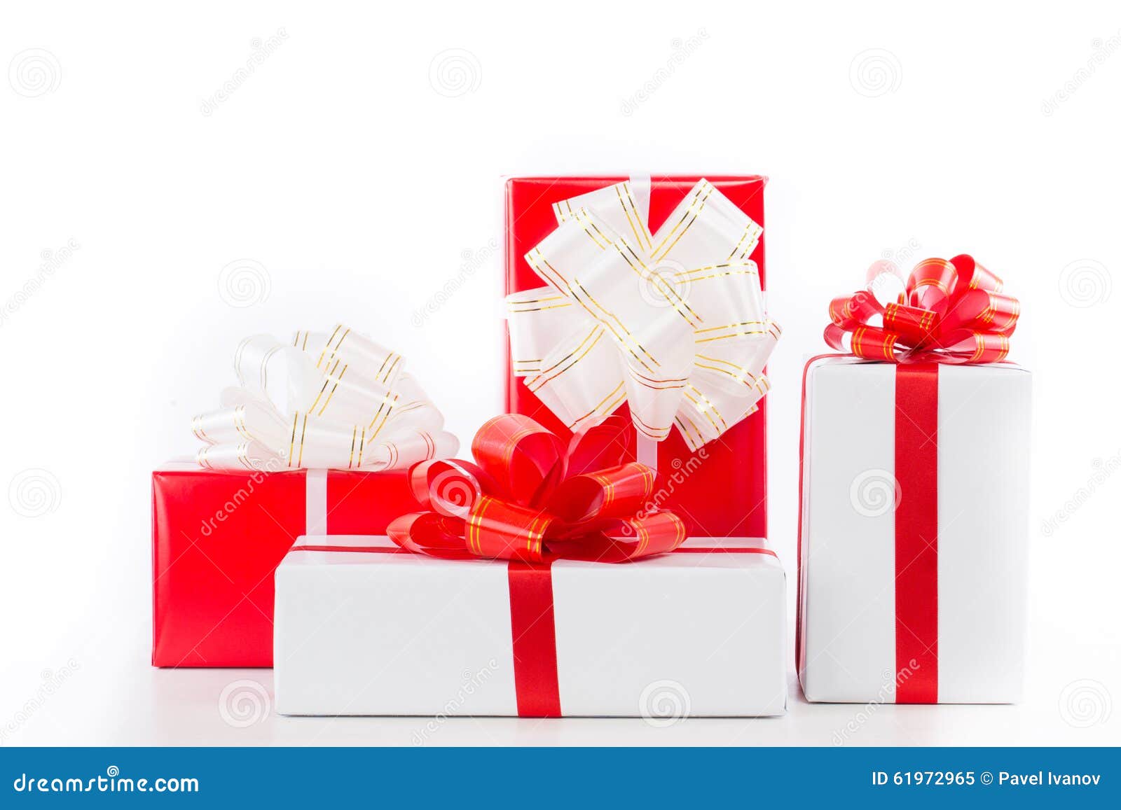 Gifts Box with Red Ribbon Bow. Stock Image - Image of package, color ...