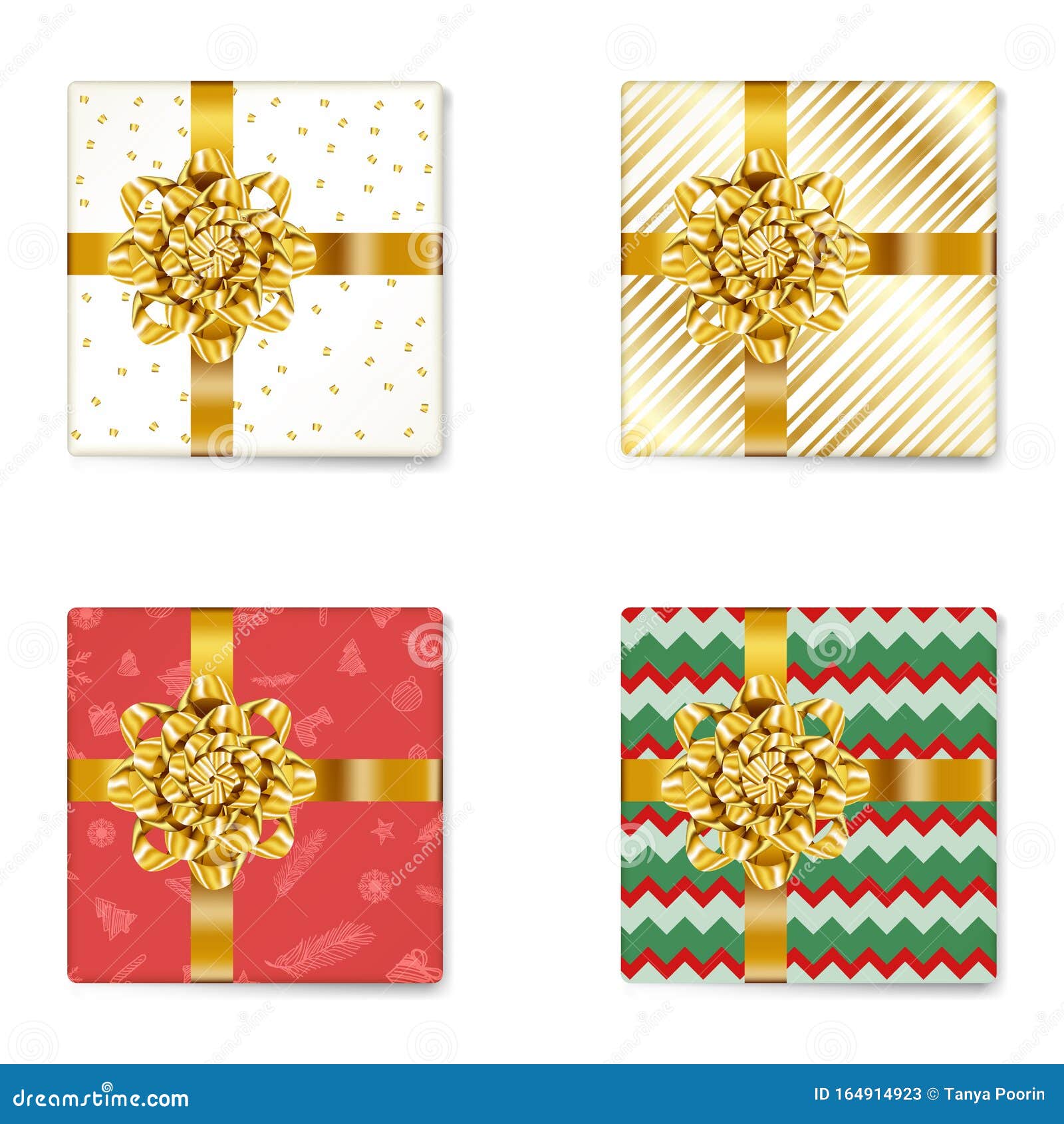 Gifts Box in Top View on White Background. Stock Vector - Illustration ...