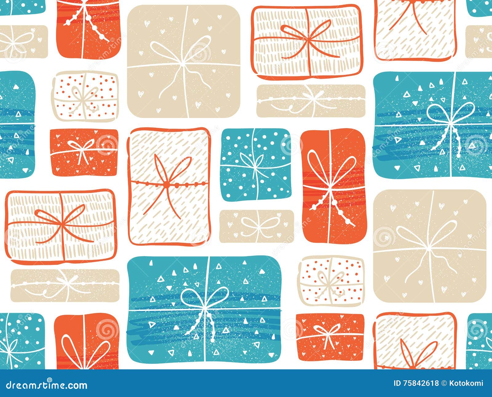 Gifts Pattern with Red and Blue Present Boxes. Seamless Vector ...