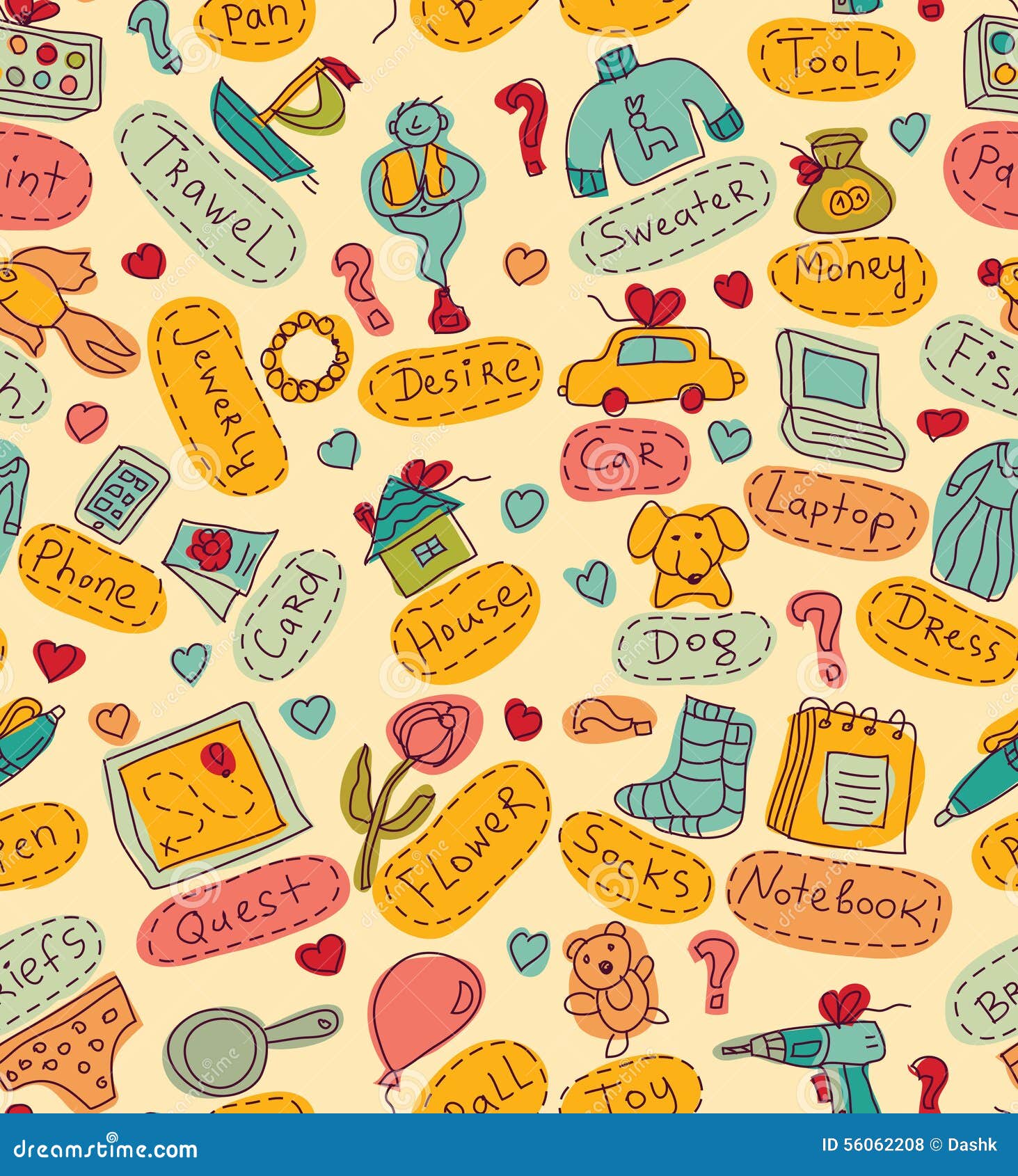 Gifts and Presents Icons and Objects Seamless Pattern Color Stock ...