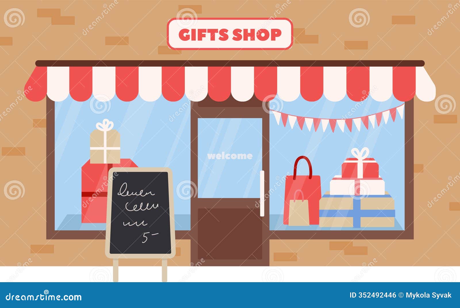 Gifts Shop Storefront stock illustration. Illustration of mobile ...