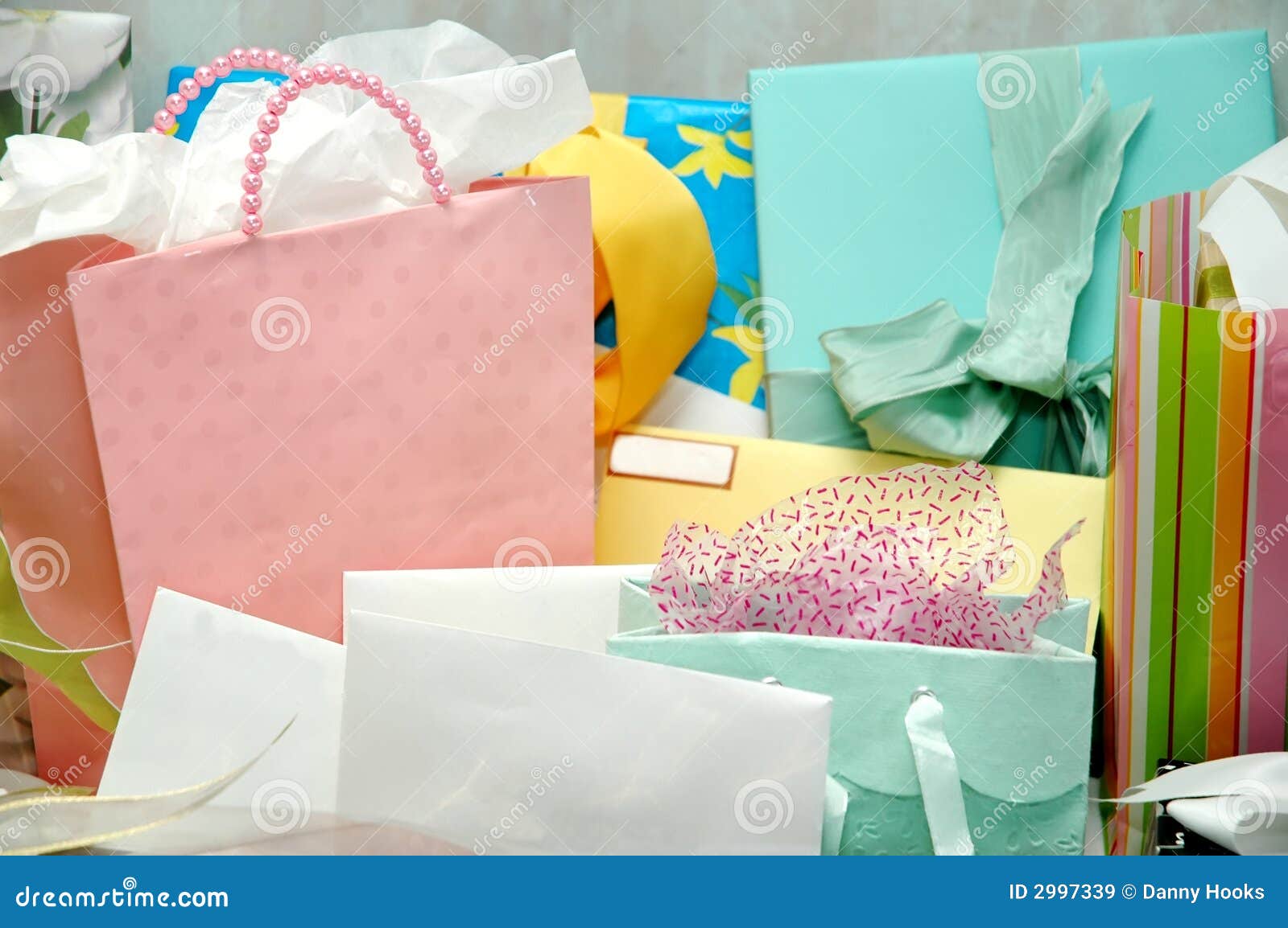 Gifts on Table stock image. Image of occasion, bags, ribbon - 2997339
