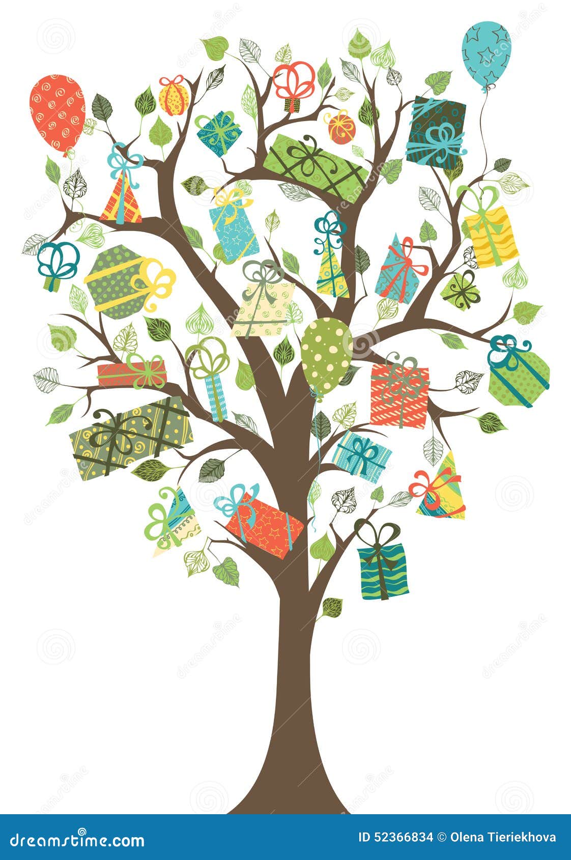 Gifts tree. stock vector. Illustration of holiday, outdoor - 52366834