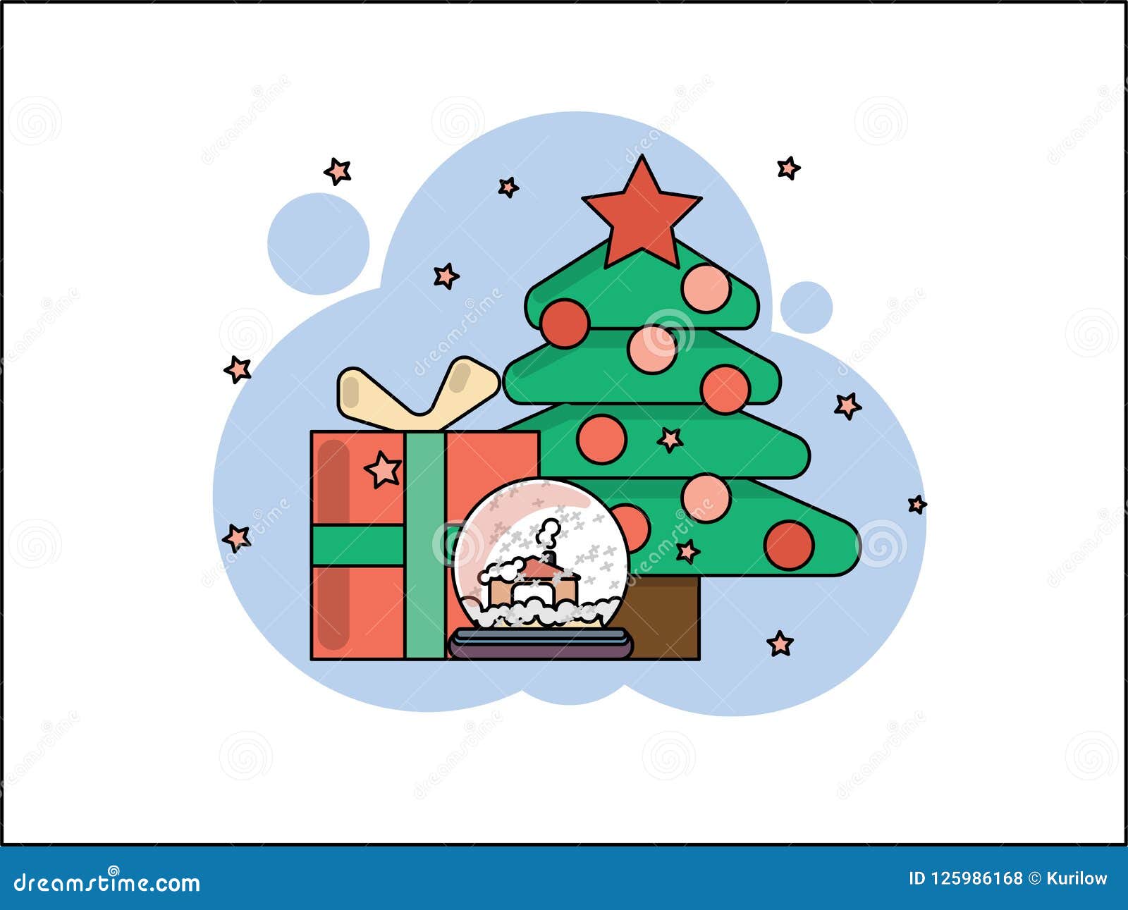 Gifts Under the Tree at Christmas and New Year. Vector Illustration ...