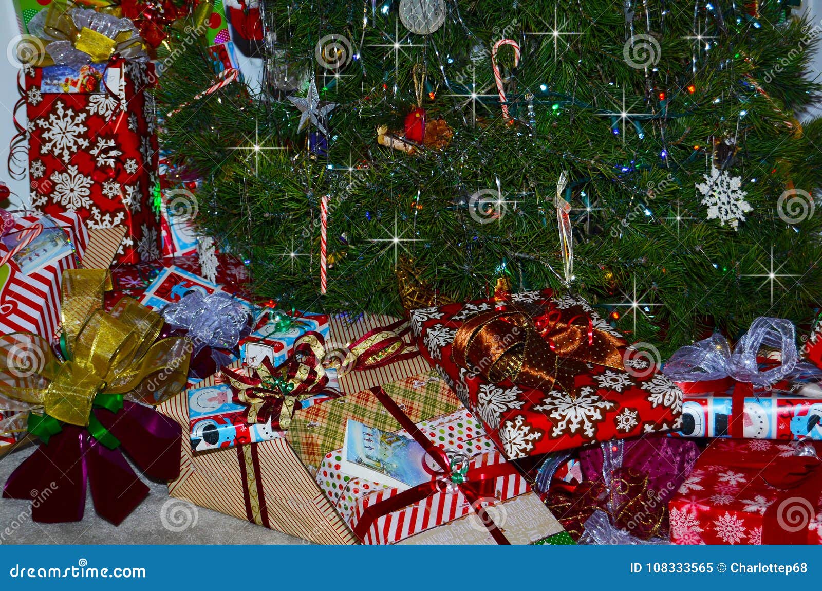 Gifts under the tree stock image. Image of children - 108333565