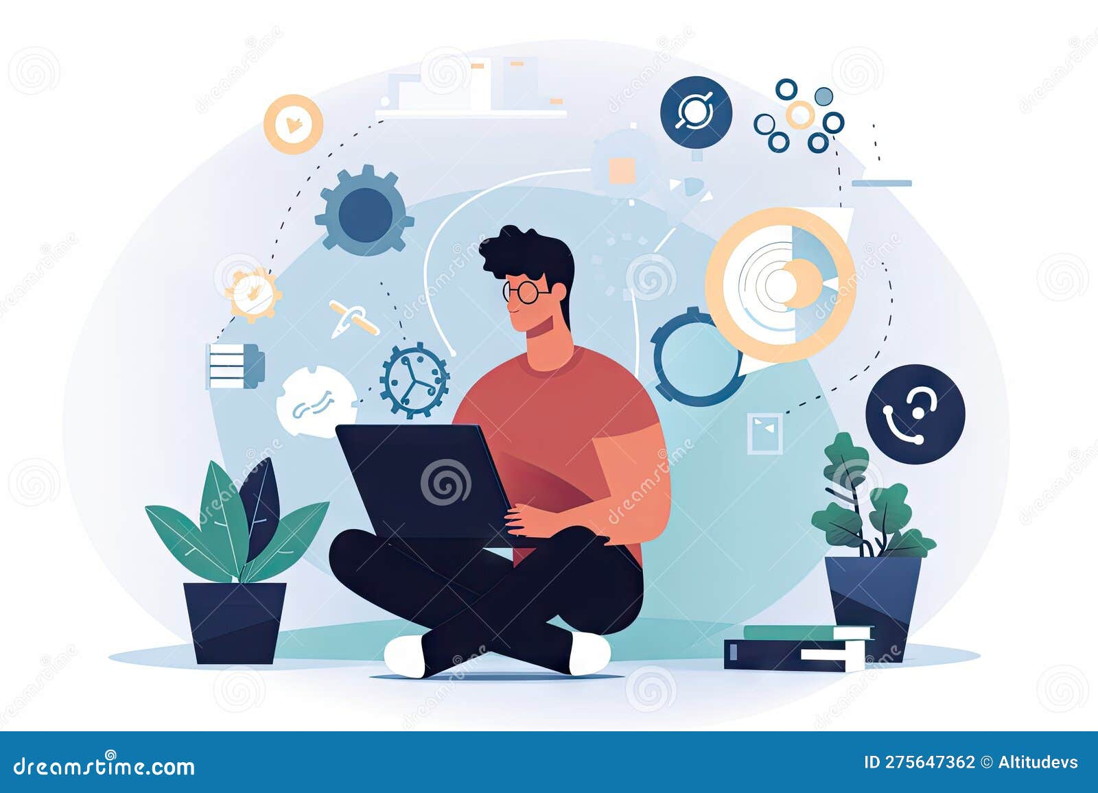 Gig Economy Worker, Logging Hours and Completing Tasks on Laptop Stock ...