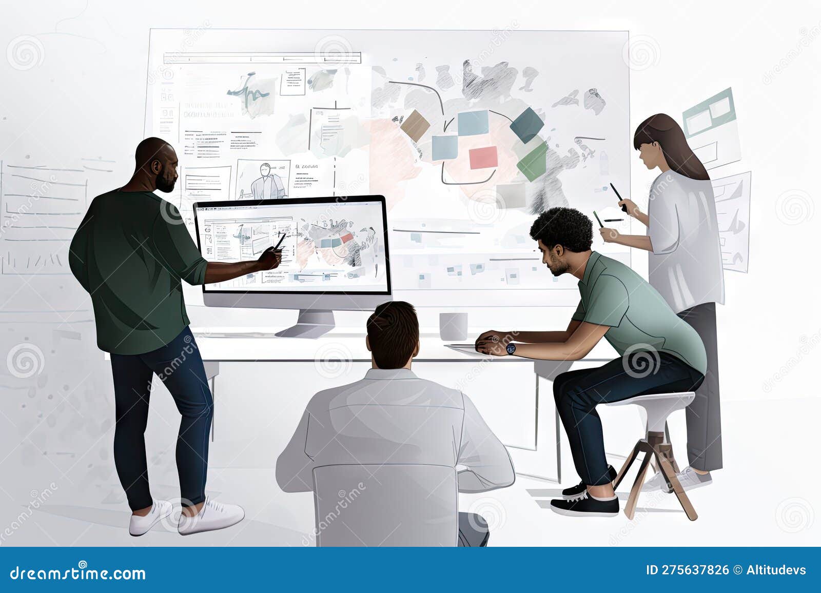 Gig Workers Collaborating on Virtual Whiteboard To Plan the Next Steps ...
