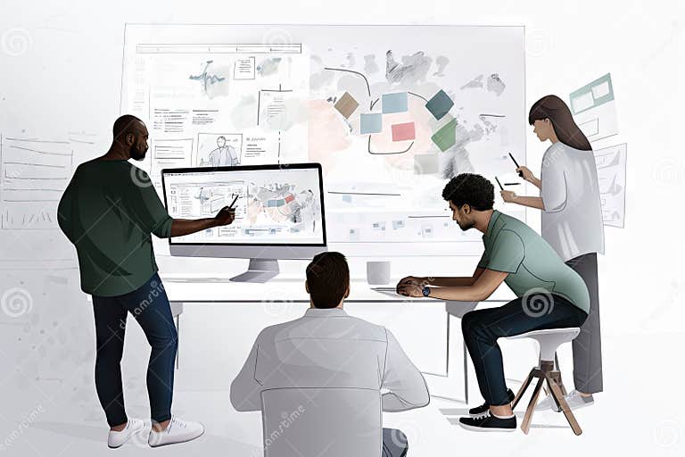 Gig Workers Collaborating on Virtual Whiteboard To Plan the Next Steps ...